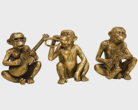 Gold Monkeys w/Musical Instruments- Set of 3 – Industria Store